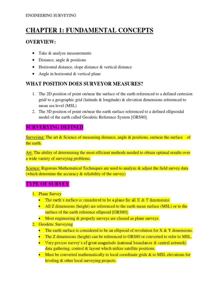 Chapter 1: Fundamental Concepts: Overview | PDF | Surveying | Geodesy