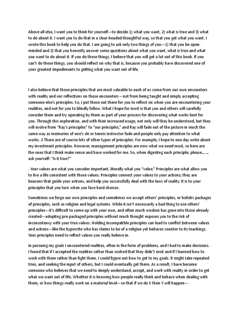 Ray Dalio Principles | PDF | Evolution | Contentment