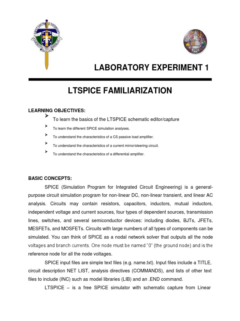 Laboratory Experiment 1 | PDF | Spice | Electrical Network