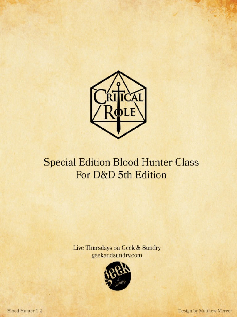 Blood Hunter Class 1.2 PDF | PDF