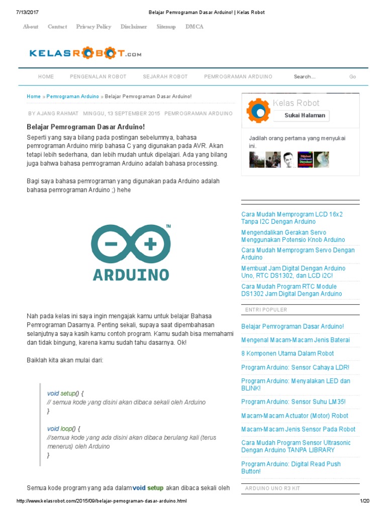 Bahasa Pemograman Arduino | PDF