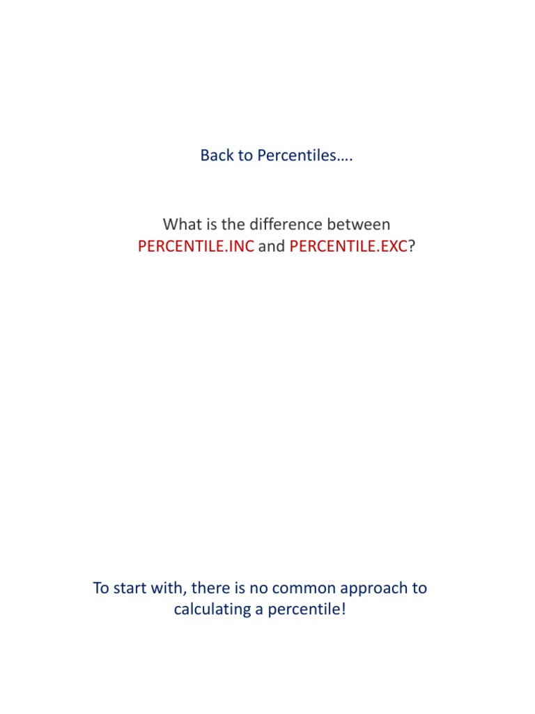 Ecn112 Slides On Percentiles In Excel Pdf Percentile Statistics
