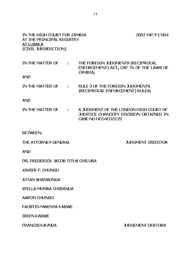 Chiluba & Others Vs Attorney General - Court Ruling | PDF | Government ...