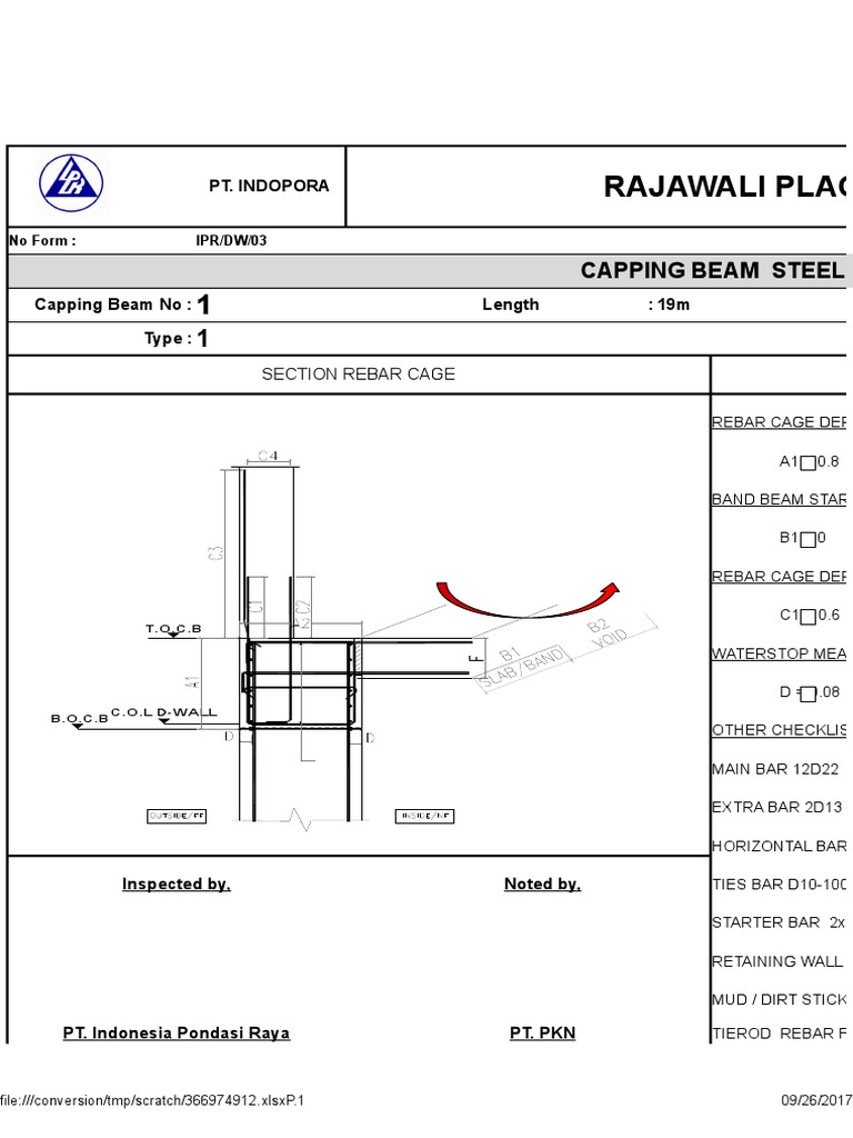 Capping Beam Steel Cage Inspection Report | PDF | Components ...