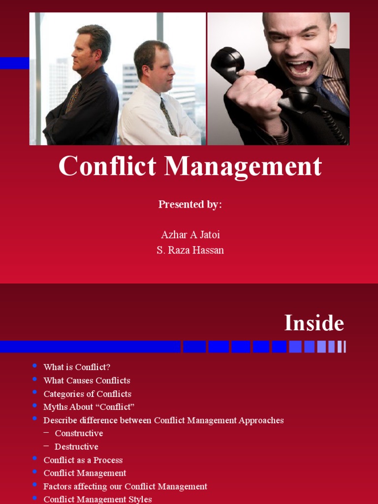 Conflict Management: Presented by | PDF | Anger | Psychological Concepts