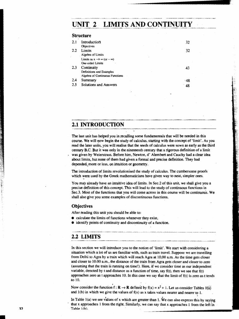 Unit 2 | PDF | Continuous Function | Limit (Mathematics)