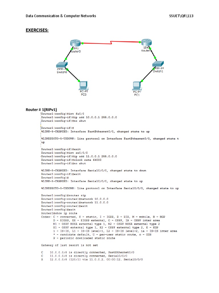 Exercises:: Router # 1 (Ripv1) | PDF