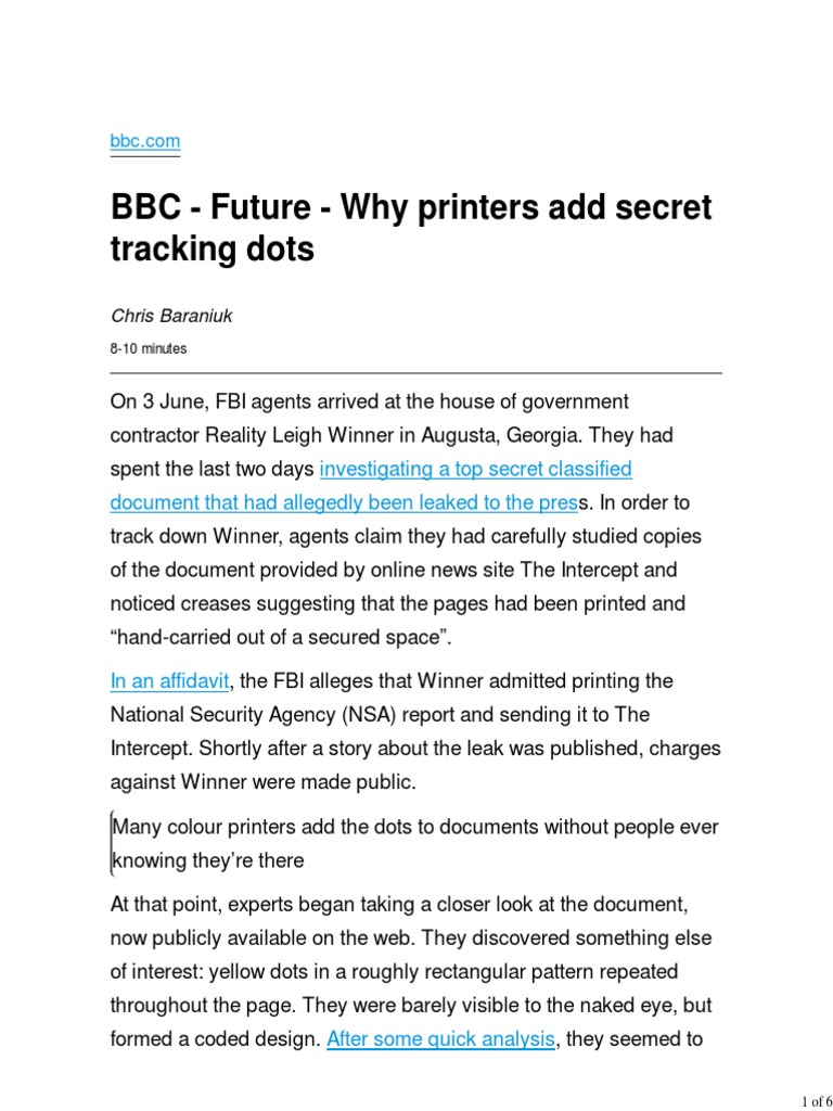 Why Printers Add Secret Tracking Dots | PDF | National Security | Security