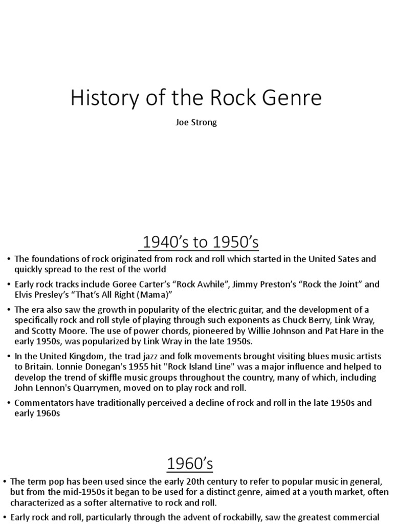 History of The Rock Genre | PDF | Rock And Roll | Rock Music