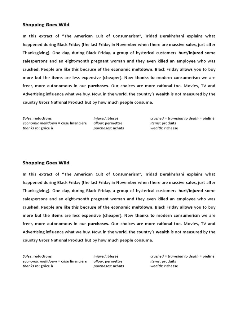 Black Friday Chaos and Consumerism | PDF