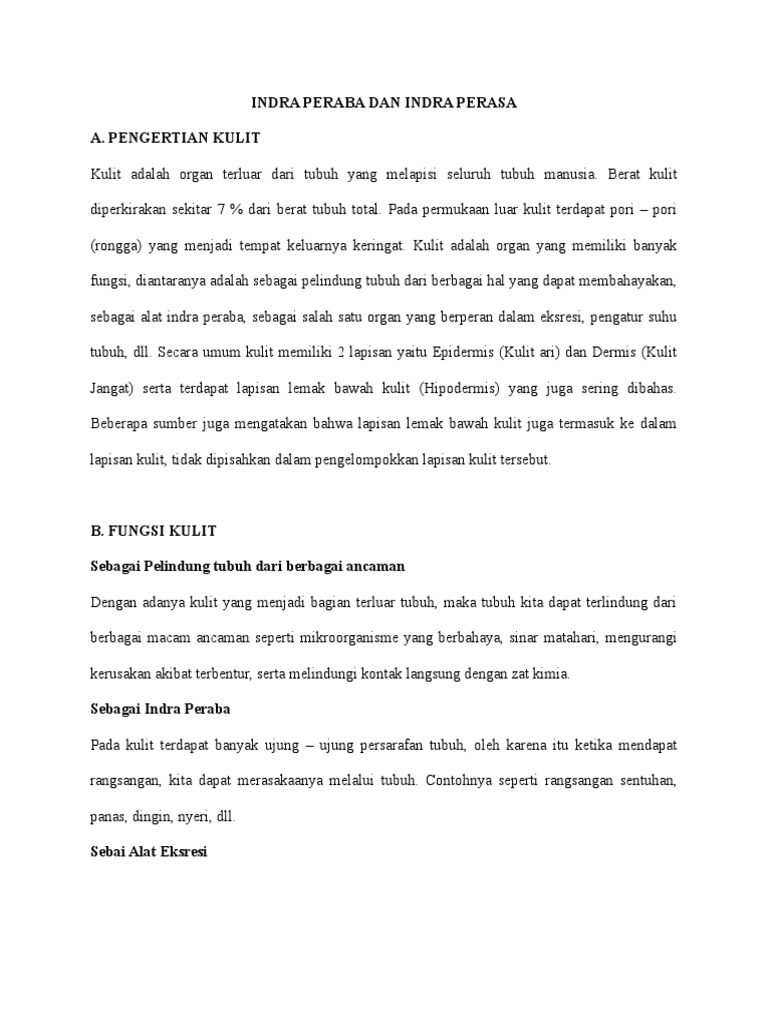Indra Peraba Dan Indra Perasa Dasar Teori | PDF