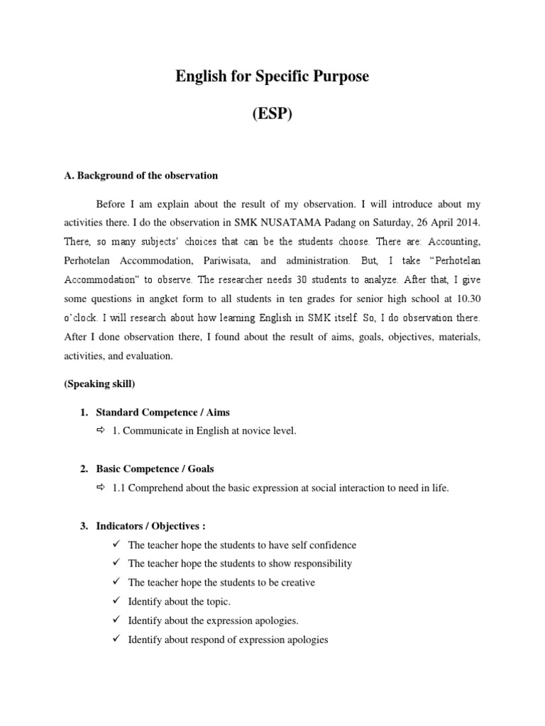 Revisi Mid Term Esp | PDF | Teachers | Goal
