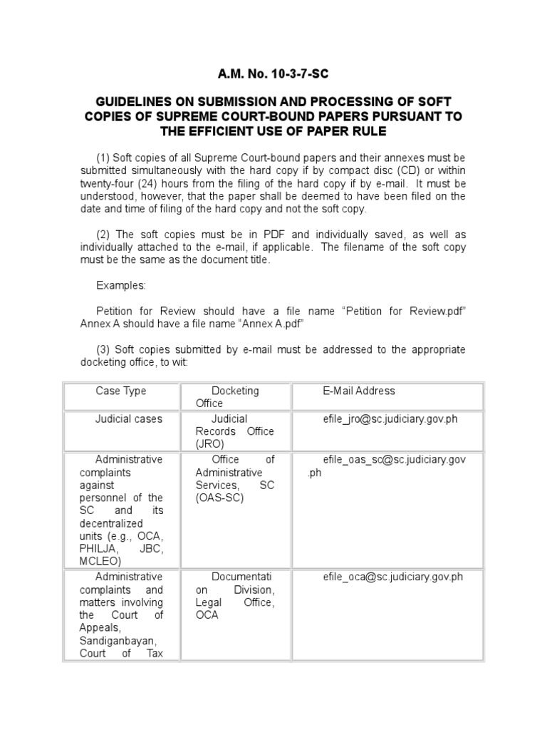 Guidelines for Submitting and Processing Soft Copies of Supreme Court ...