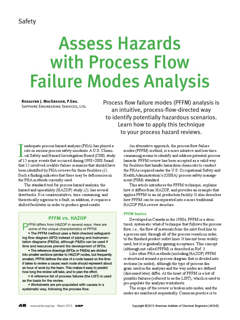 Assess Hazards With Process Flow Failure Modes Analysis: Safety | PDF ...