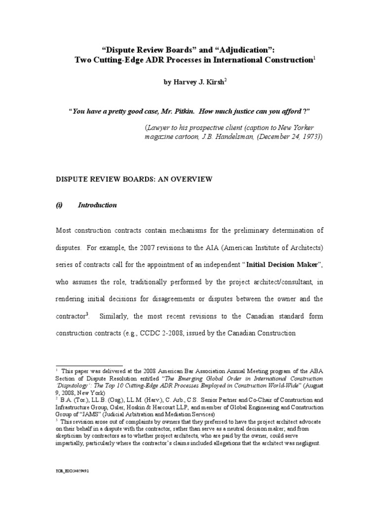 Dispute Review Boards and Adjudication Etc | PDF | Arbitration ...
