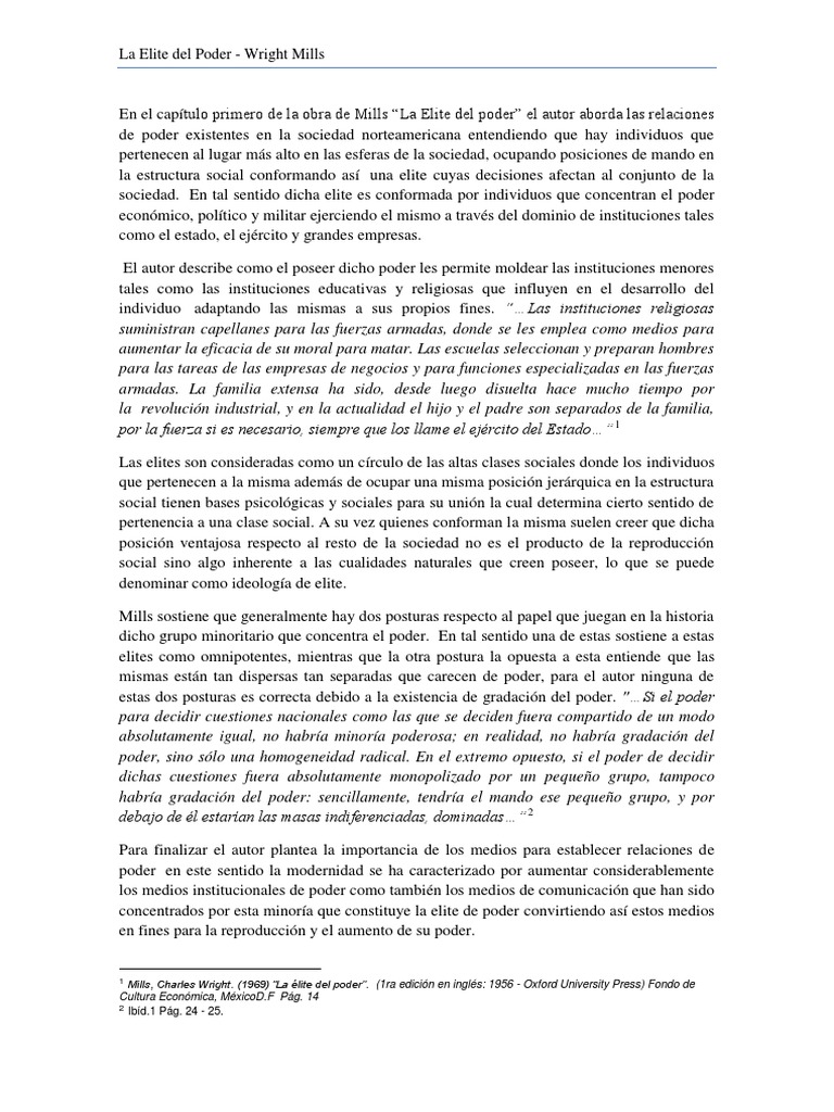 Mills (La Elite Del Poder) | PDF | Élite | Institución