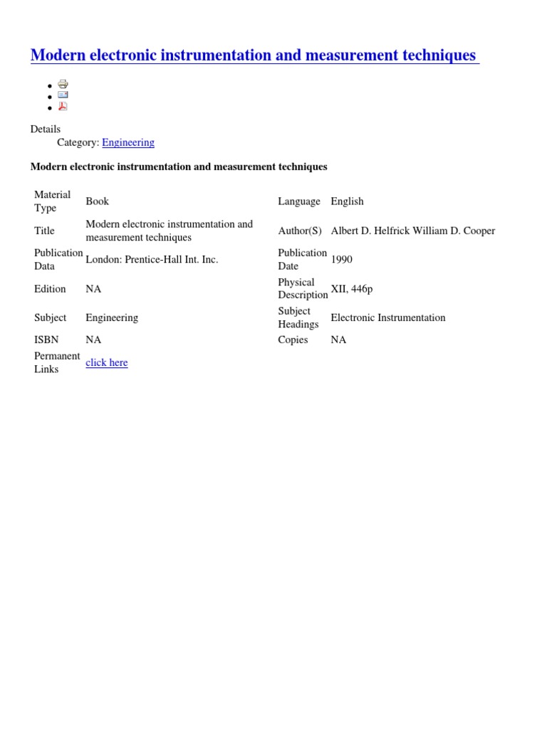 Modern Electronic Instrumentation Techniques | PDF