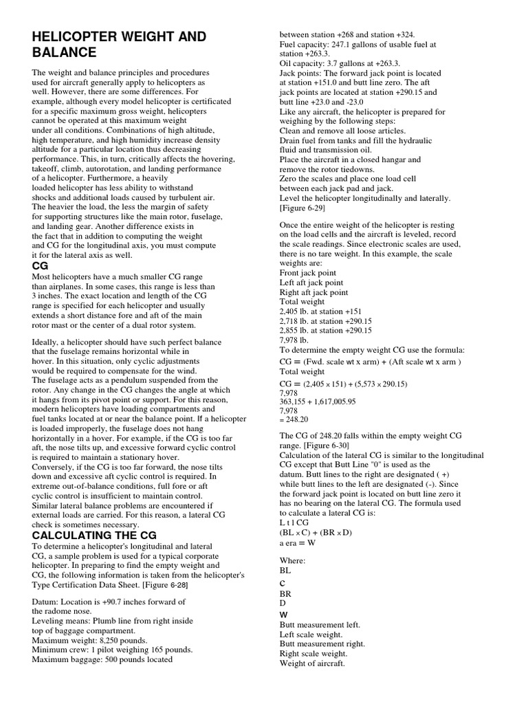 Calculating the Weight and Balance of a Helicopter | PDF | Helicopter ...