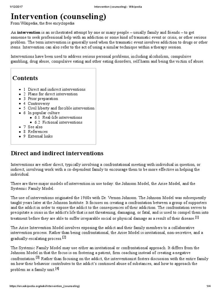 Intervention (Counseling) - Wikipedia | PDF | Intervention (Counseling ...