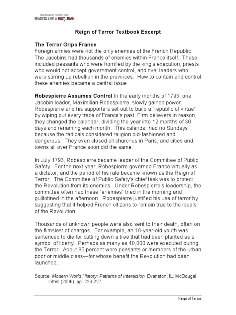 Sheg Reign of Terror Reading Pages | PDF | Maximilien Robespierre ...