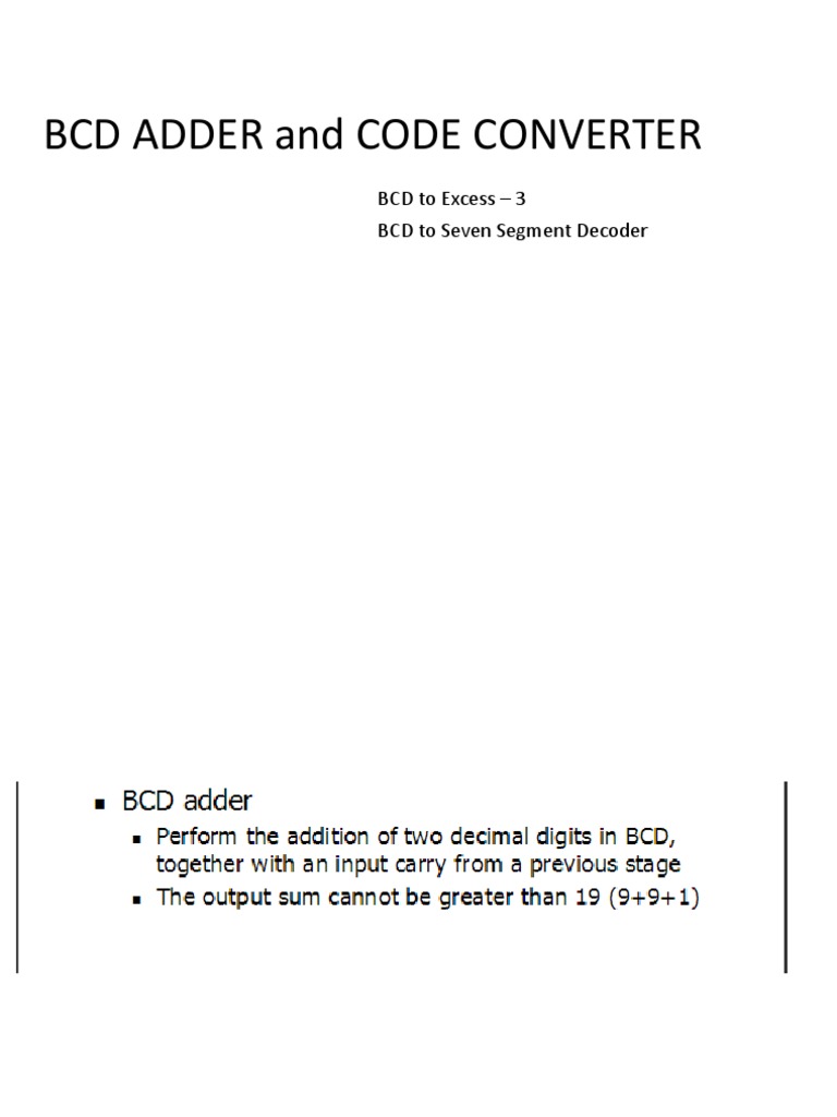 BCD Adder & Code Converter | PDF | Binary Coded Decimal | Computer Engineering