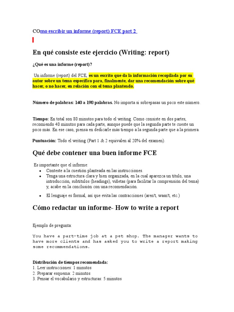 Guía para escribir un informe FCE | PDF | Metodología de encuesta ...