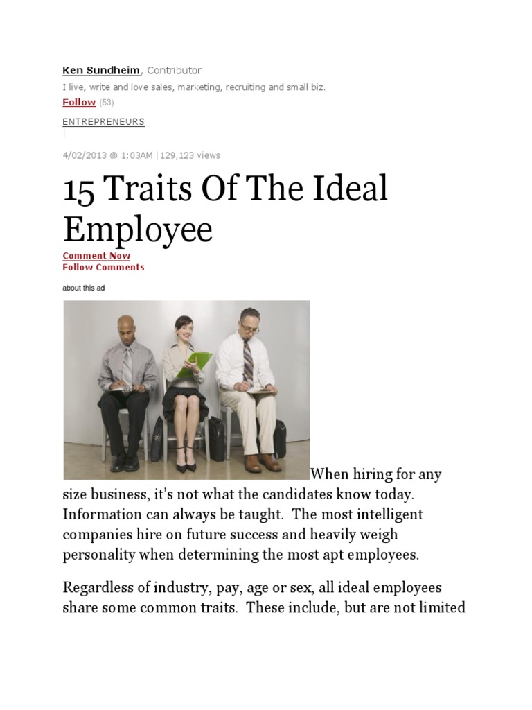 15 Essential Traits of Ideal Employees | PDF | Leadership | Employment