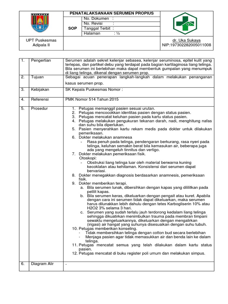 Sop Otitis Serumen Prop | PDF