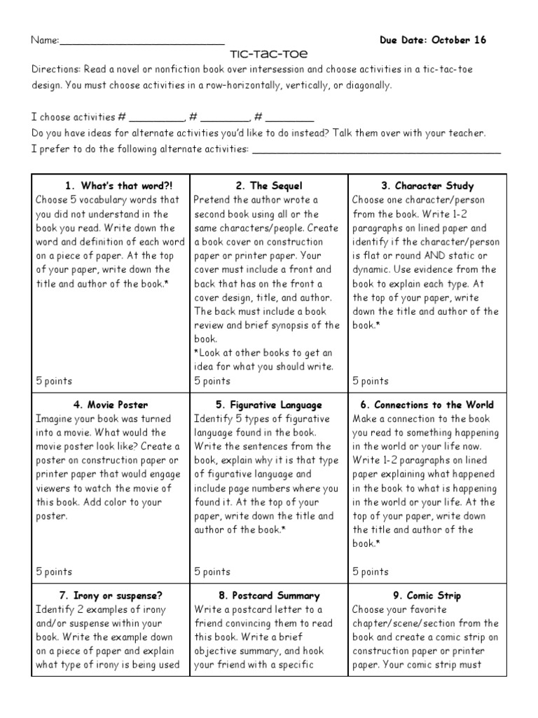 Tic-Tac-Toe Choice Board | PDF | Written Communication | Human ...