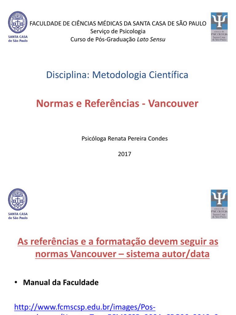 Normas Vancouver | PDF | Citação | Pós-graduação