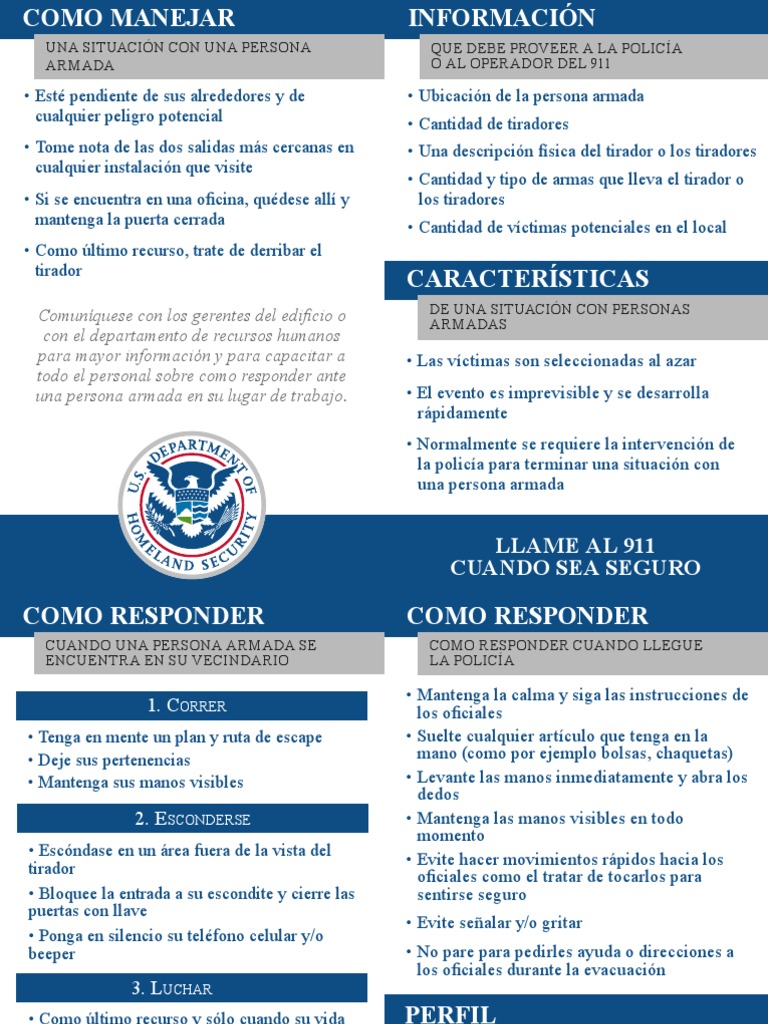 Active Shooter Pocket Card Spanish 508 | PDF | Policía | Violencia