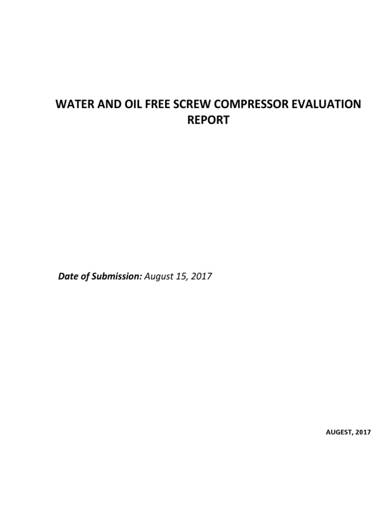 Water and Oil Free Screw Compressor Evaluation Report | PDF | Gas ...