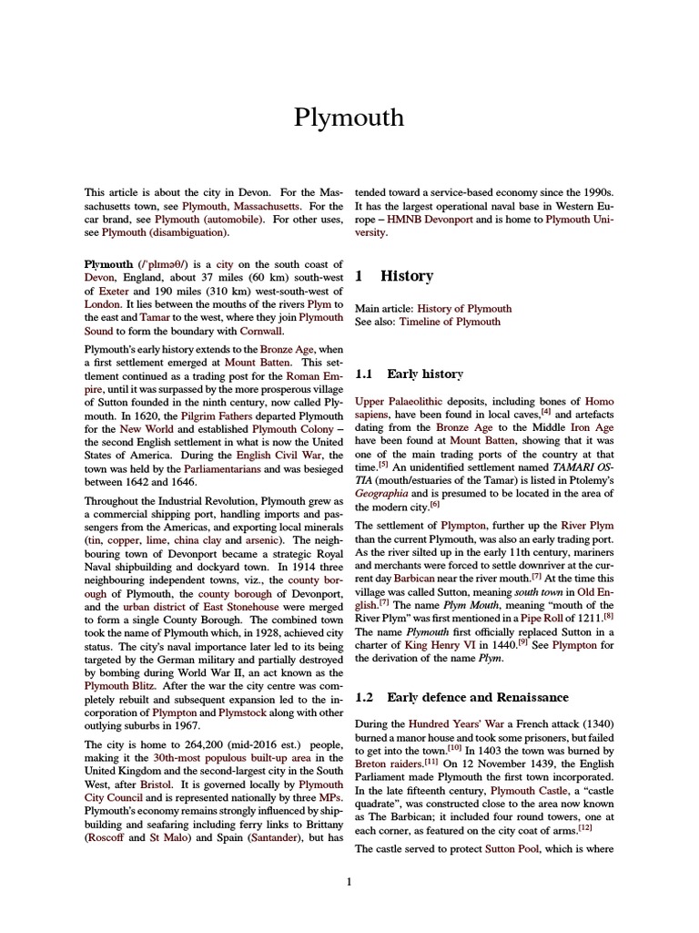 History of Plymouth: A Timeline | PDF | Plymouth | Exeter