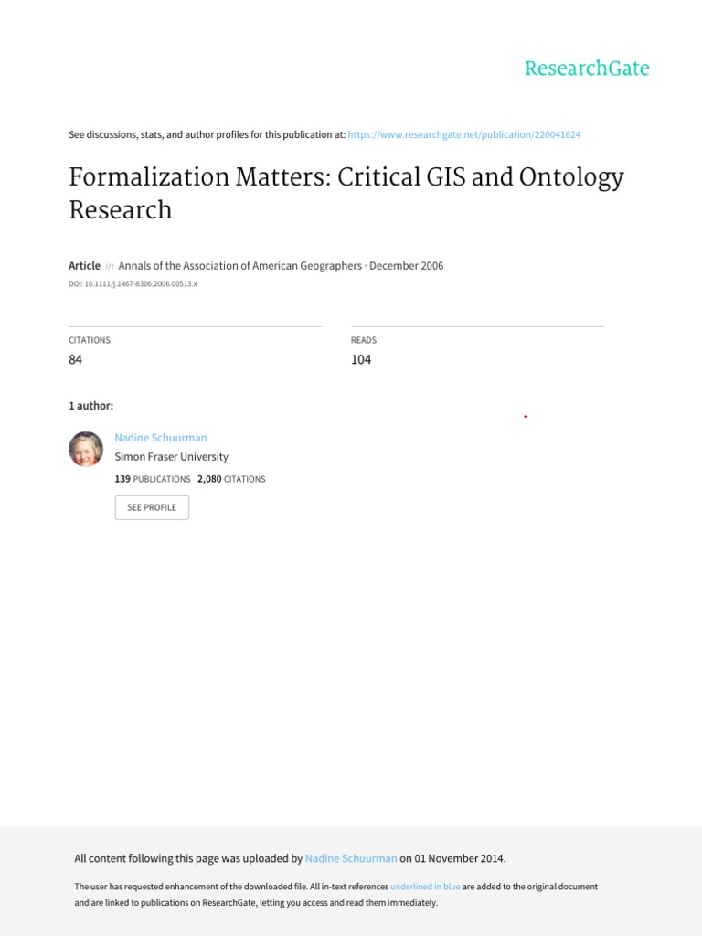 Formalization Matters Critical GIS and Ontology Re PDF | PDF ... Formalization Matters Critical GIS and Ontology Re PDF | PDF ...