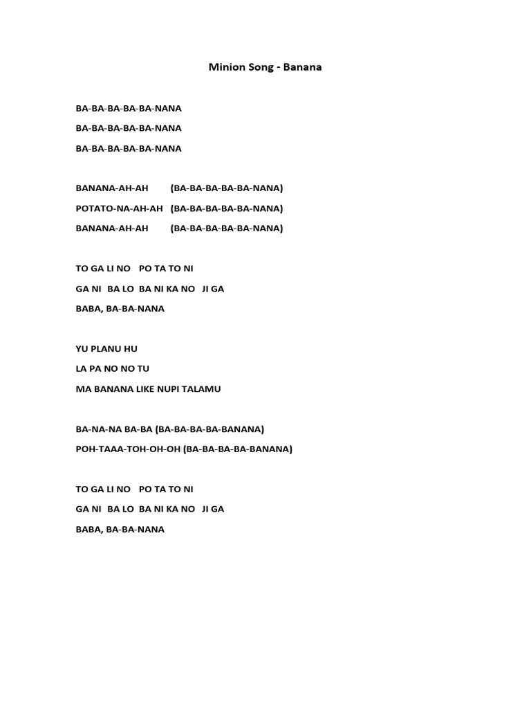 Banana Song | PDF