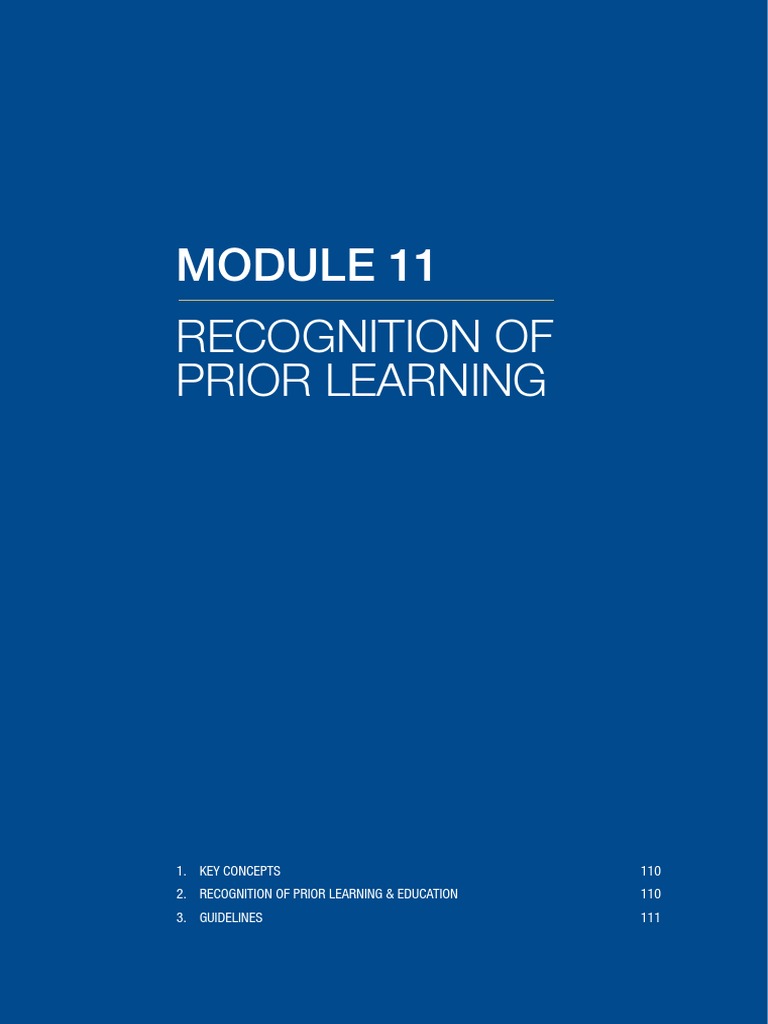 KEY Concepts 110 2. Recognition of Prior Learning & Education 110 3. Guidelines 111 | PDF ...