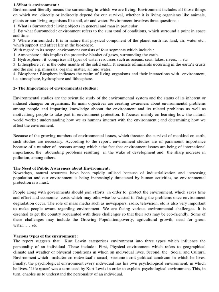 What Is Environment | PDF | Natural Environment | Earth