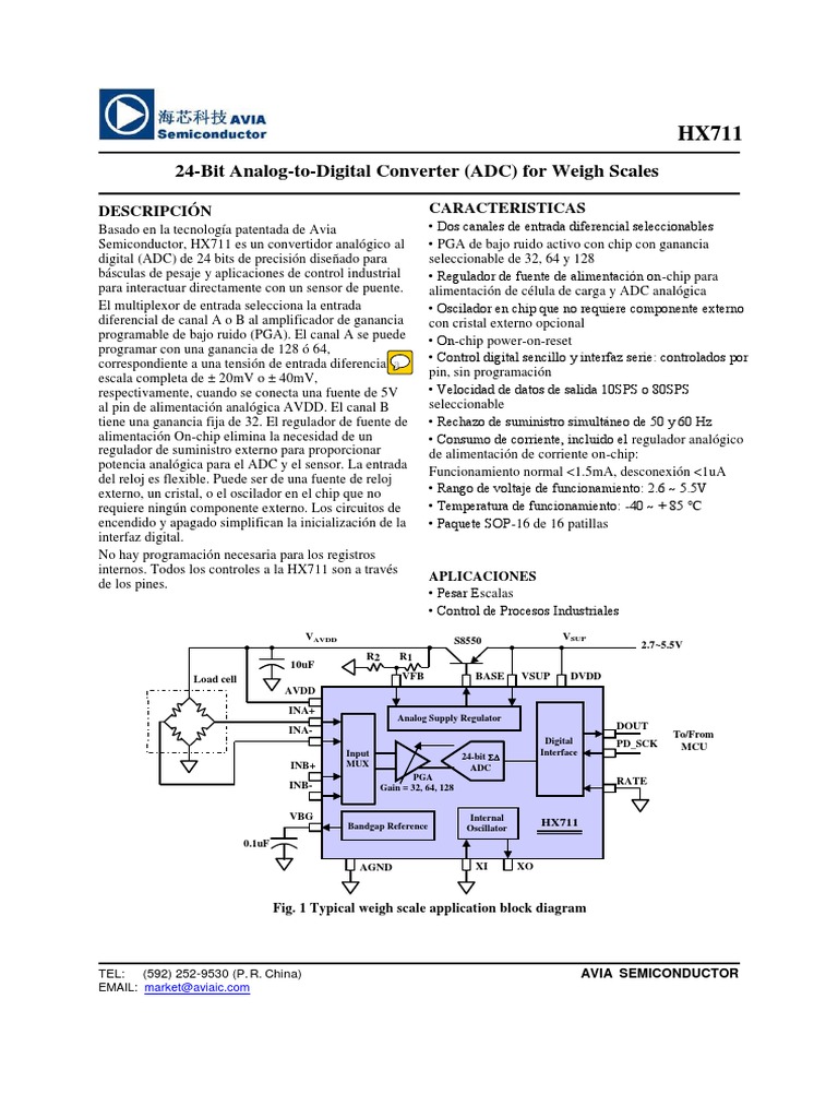 hx711 Esp | PDF | Señal analoga | Circuito integrado