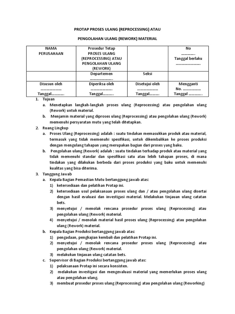 Protap Proses Ulang | PDF