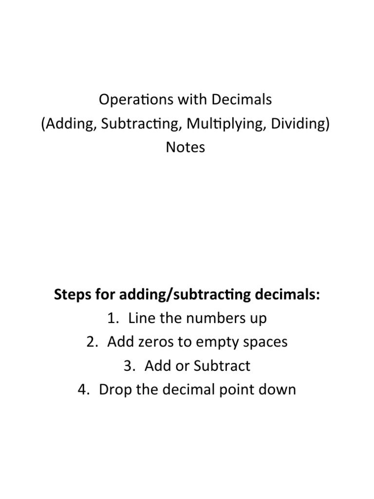 Decimal Operations Guide: Add, Subtract, Multiply, Divide | PDF ...