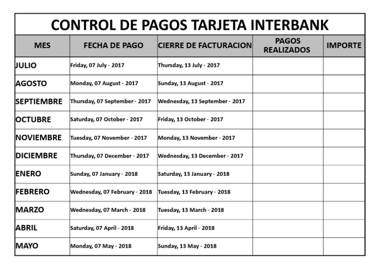 Control de Pagos Interbank | PDF