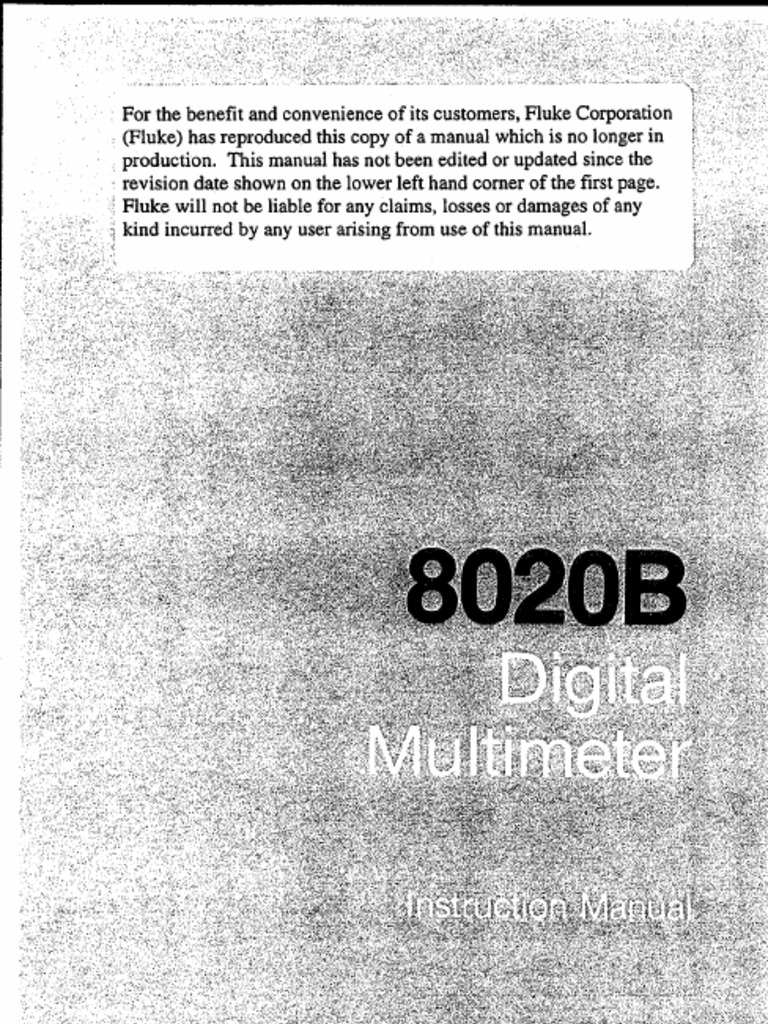 FLUKE 8020B Instruction | PDF