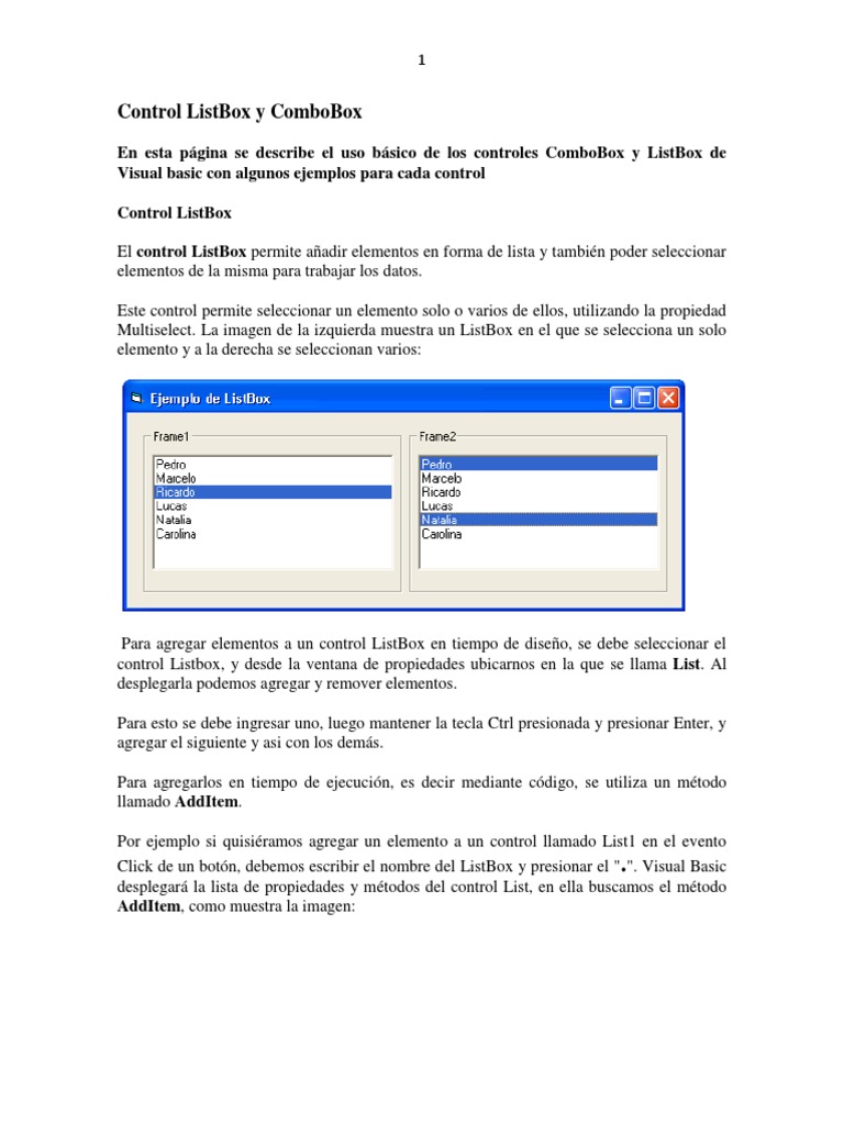 Control Listbox y Combobox | PDF | Básico | Programación de computadoras Control Listbox y Combobox | PDF | Básico | Programación de computadoras