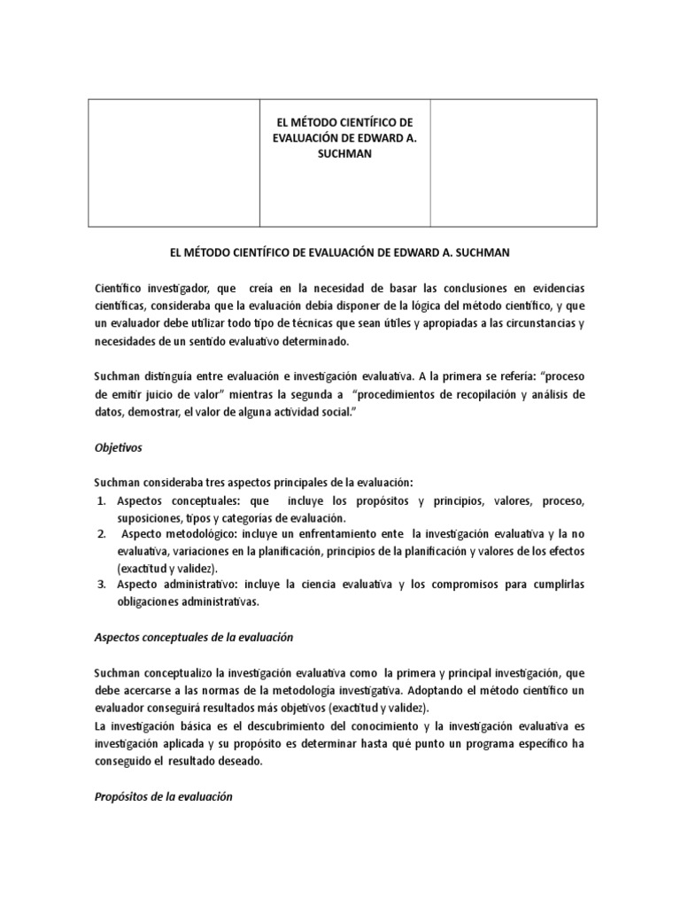 Método Científico de Evaluación Suchman | PDF | Método científico | Science