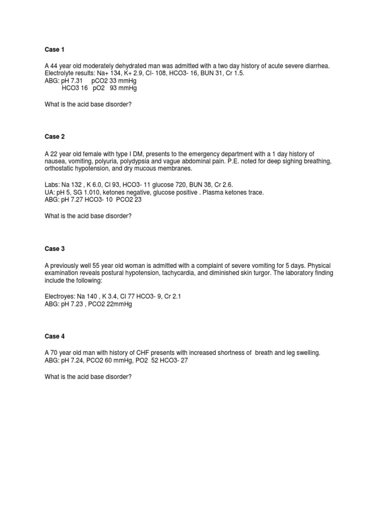 Acid-Base Disorders in Clinical Cases | PDF | Medical Specialties ...