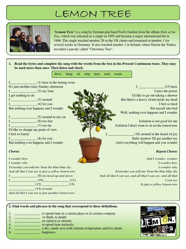 Lemon Tree Song | PDF | Recorded Music | Leisure