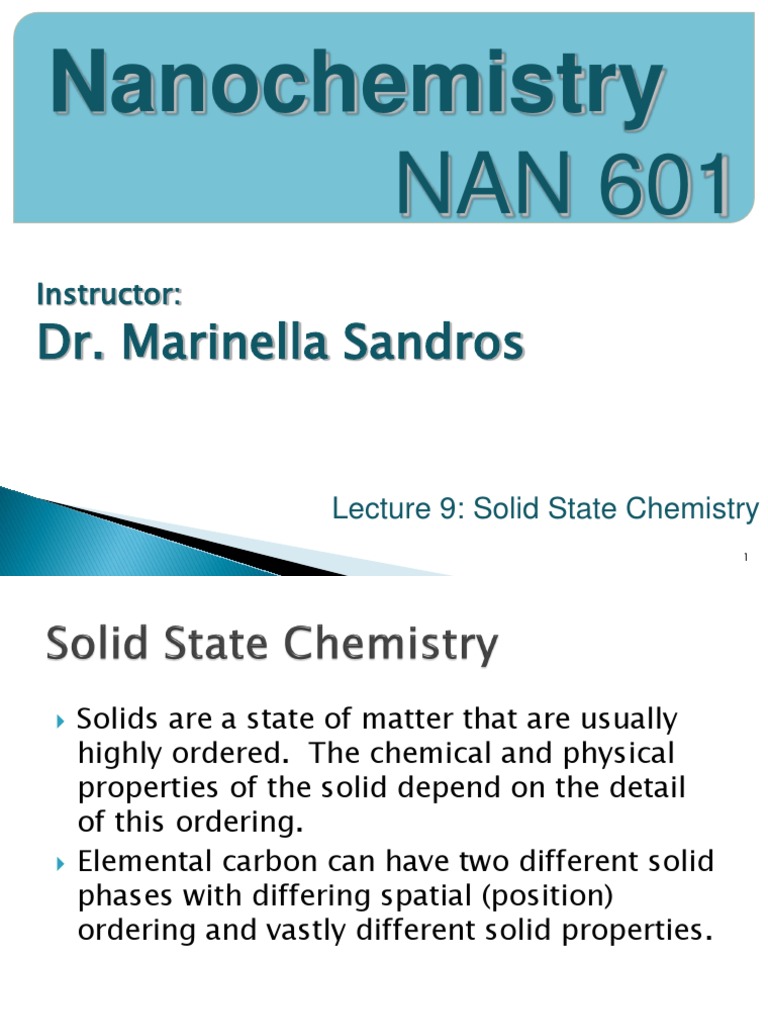 Lecture 9 - Solid State Chemistry | PDF | Crystal Structure | X Ray ...