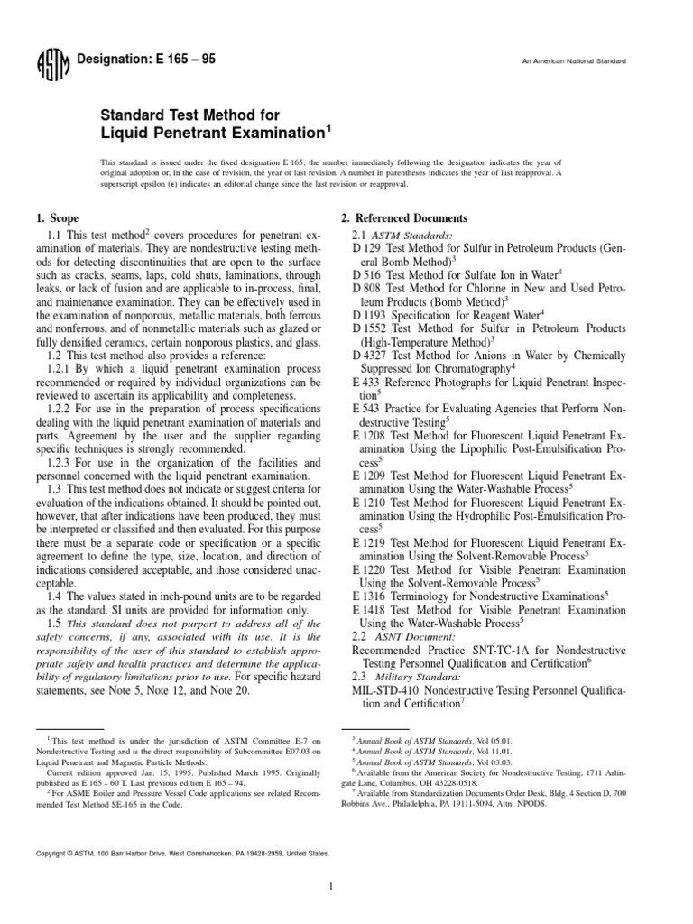 Astm - E165 LP | Nondestructive Testing | Emulsion