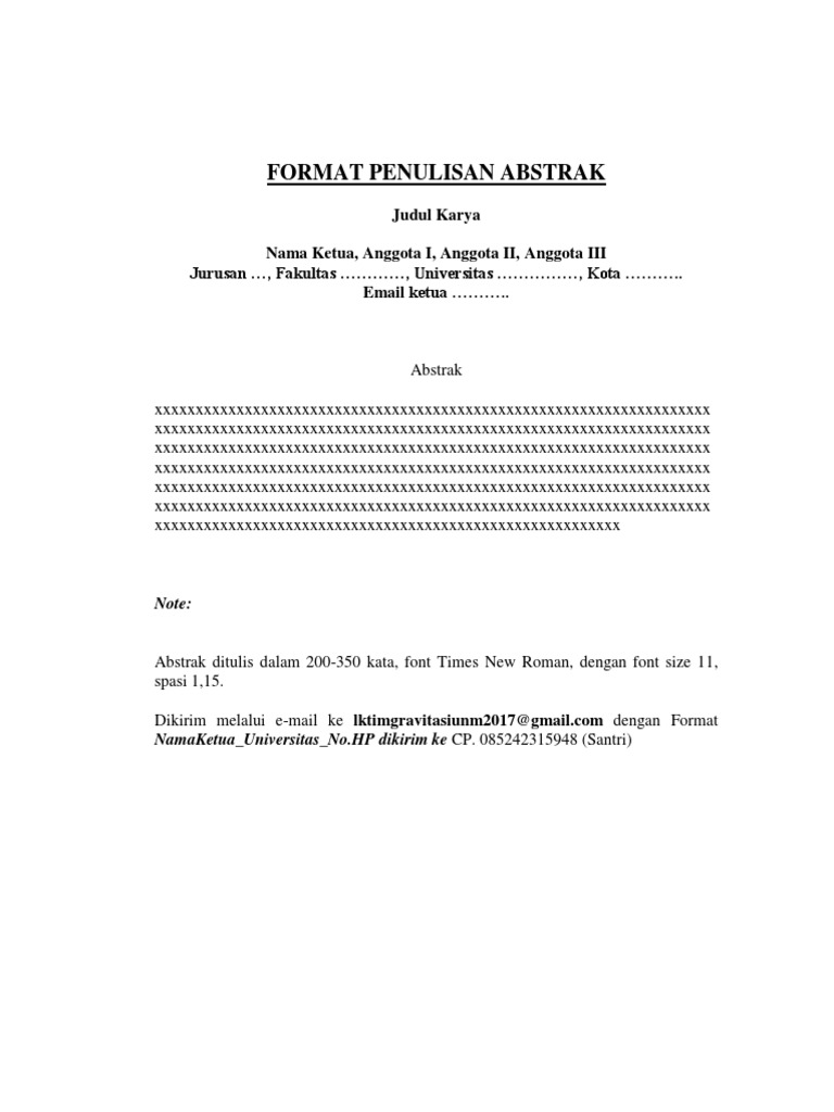 Format Penulisan Abstrak