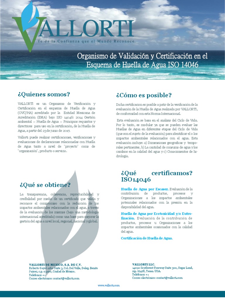 Certificación de Huella de Agua según la norma ISO 14046: Principios ...